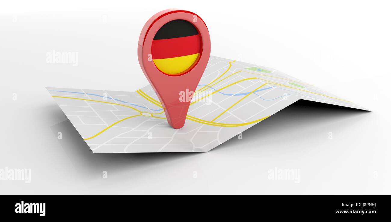 Germany map pointer isolated on white background. 3d illustration Stock ...