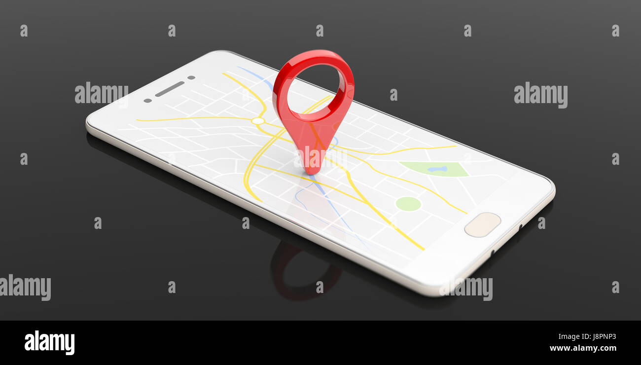 Navigation Concept Map Pointer Location On A Smartphone 3d