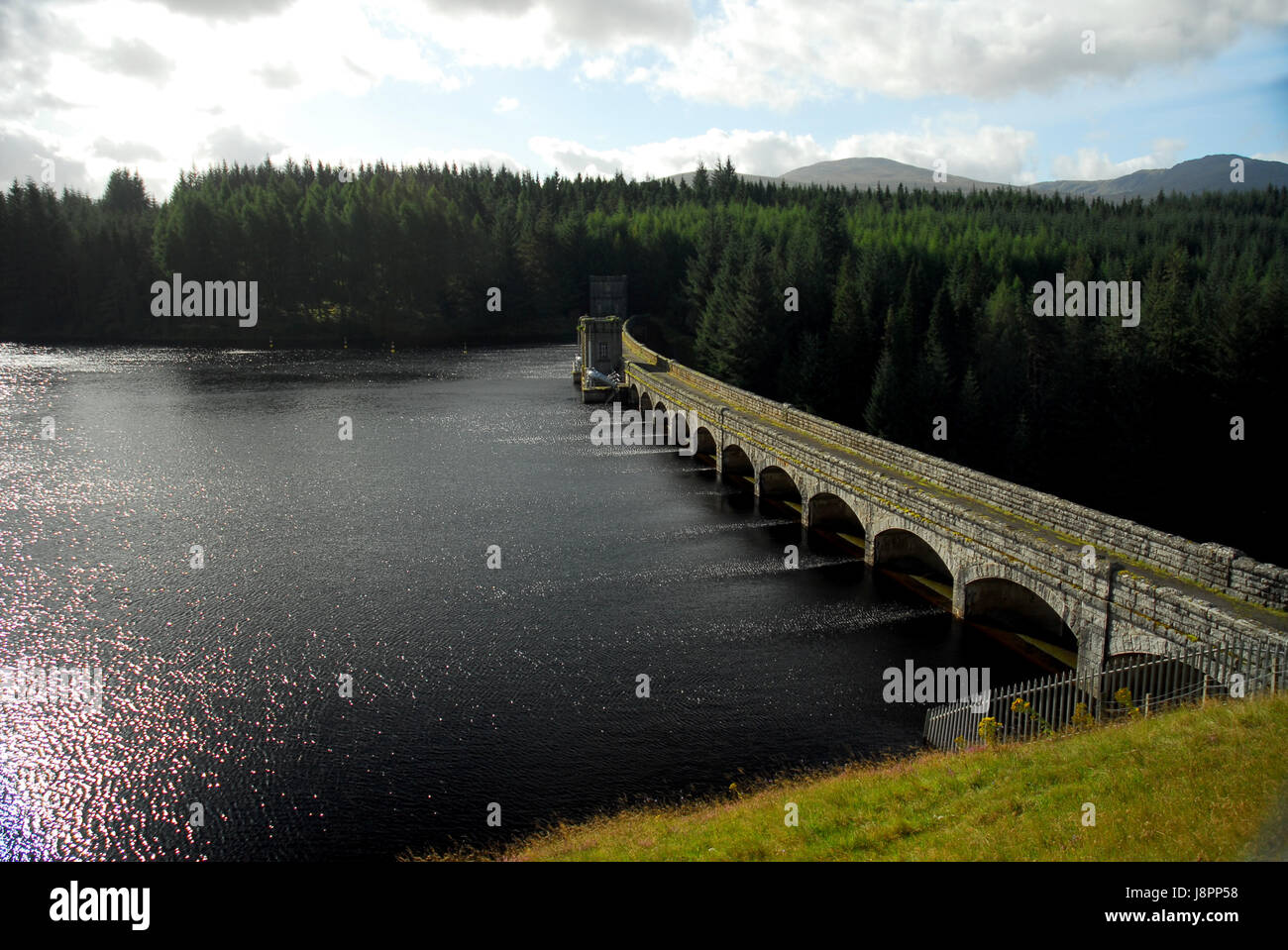 bridge, dam, artificial lake, scotland, embankment, fresh water, lake ...
