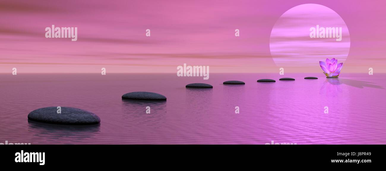 sunset, illustration, violet, pebble, salt water, sea, ocean, water ...