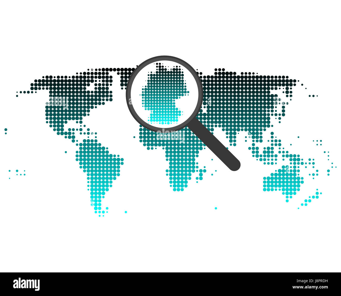 blue, green, illustration, zoom, magnifier, circle, card, spotted ...