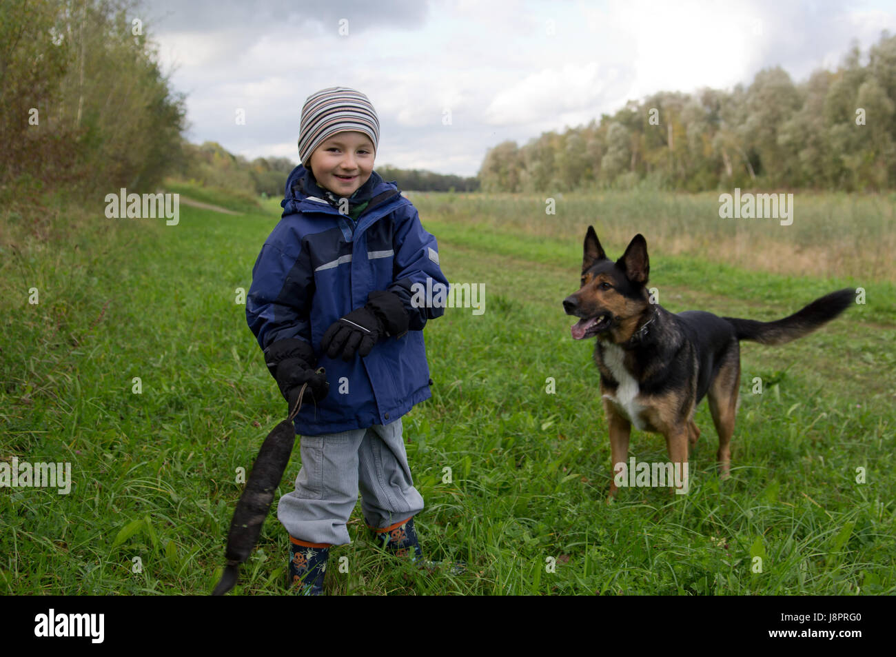 boy playing with his dog Stock Photo - Alamy