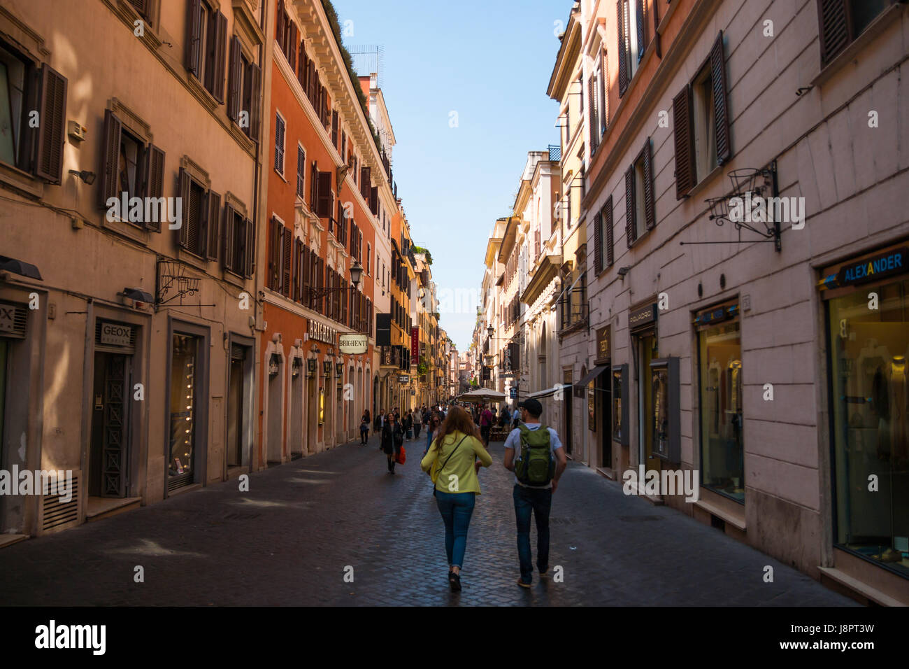 Old Street of Rome with people, Italy Stock Photo - Alamy