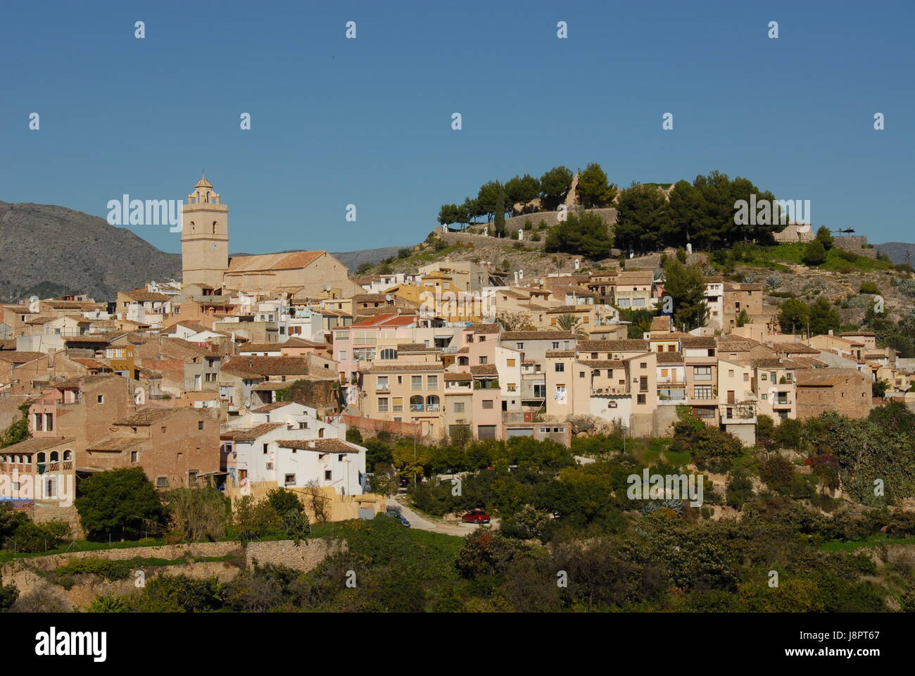 spain, community, village, market town, houses, church, mountains ...
