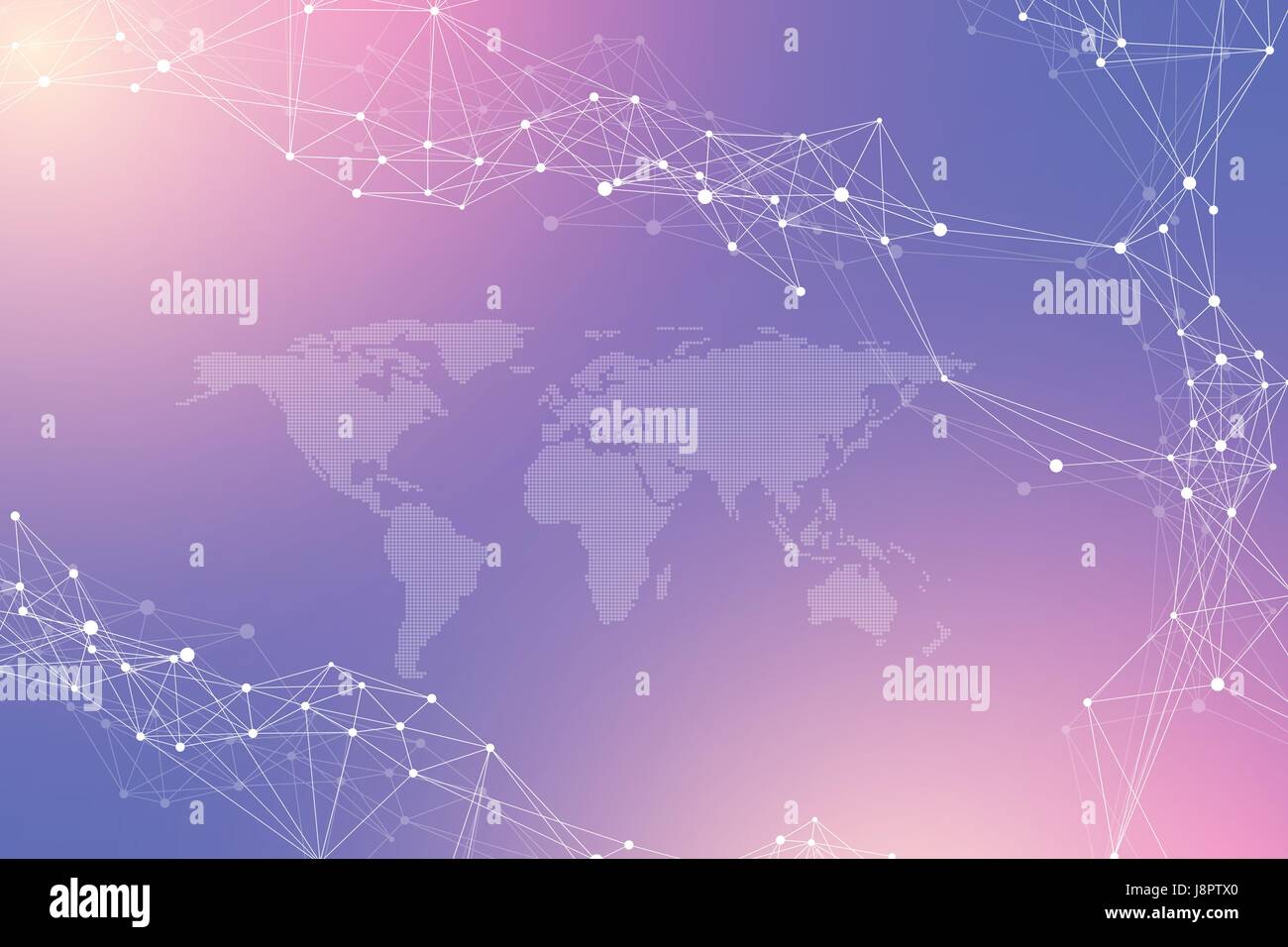 Geometric graphic background communication with Dotted World Map. Big data complex with ...