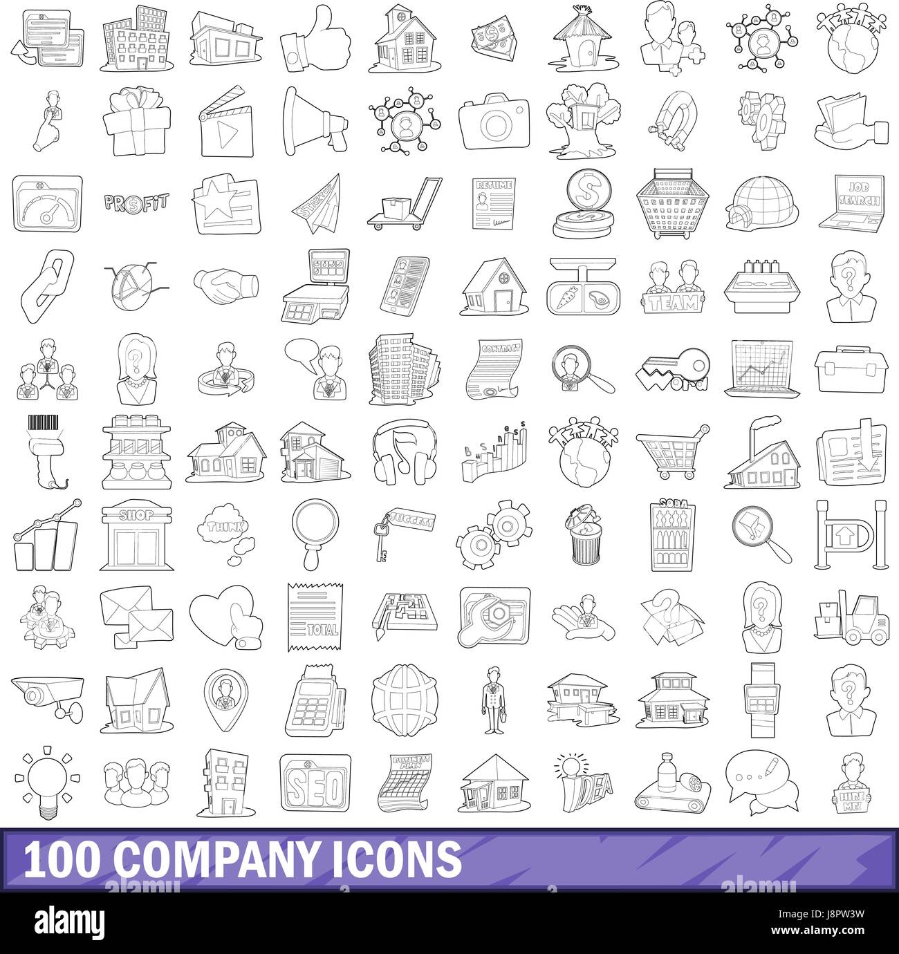 100 company icons set, outline style Stock Vector Image & Art - Alamy