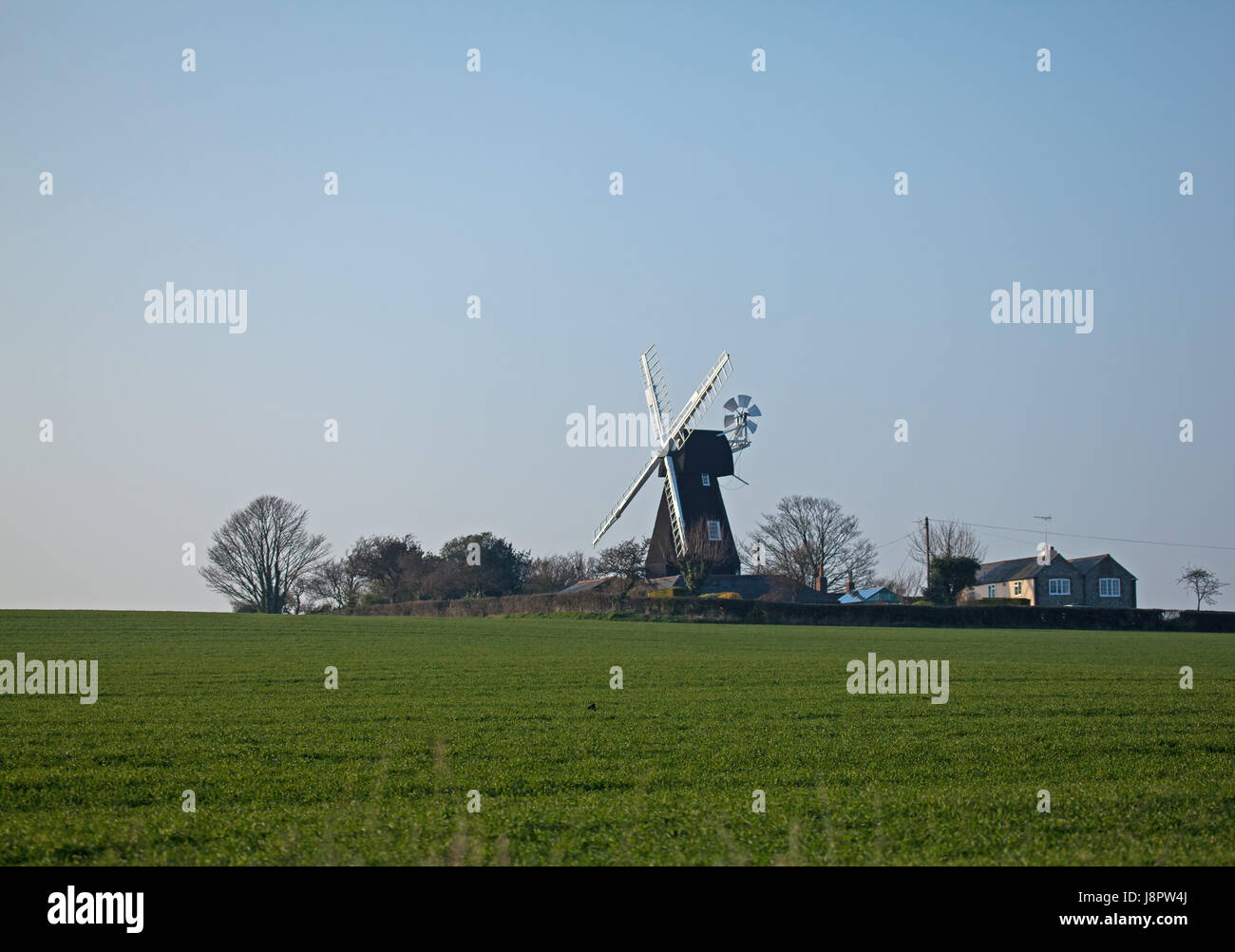 smock, england, windmill, corn, rural, peasant, smock, houses, tree ...