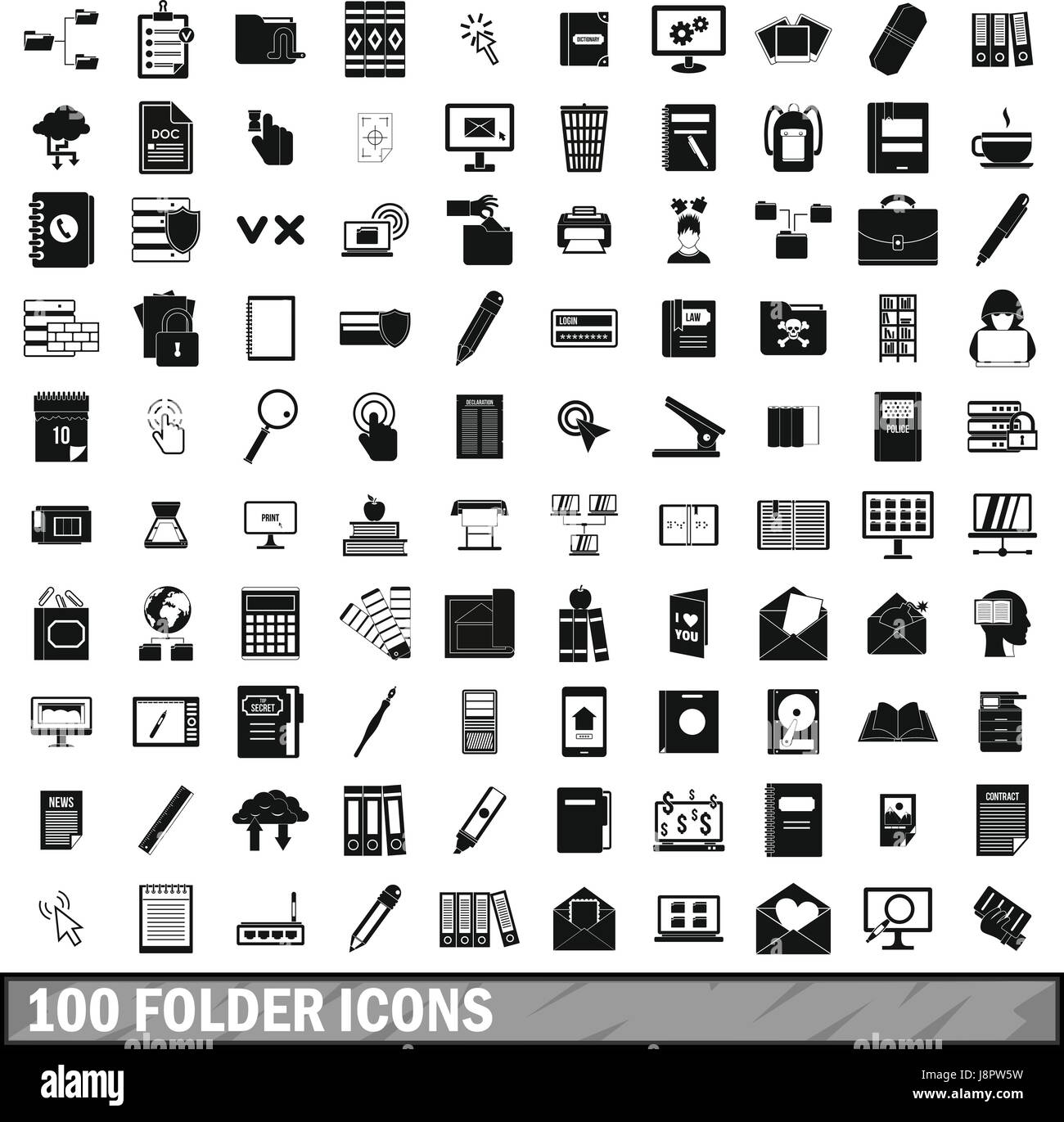 100 folder icons set, simple style Stock Vector Image & Art - Alamy