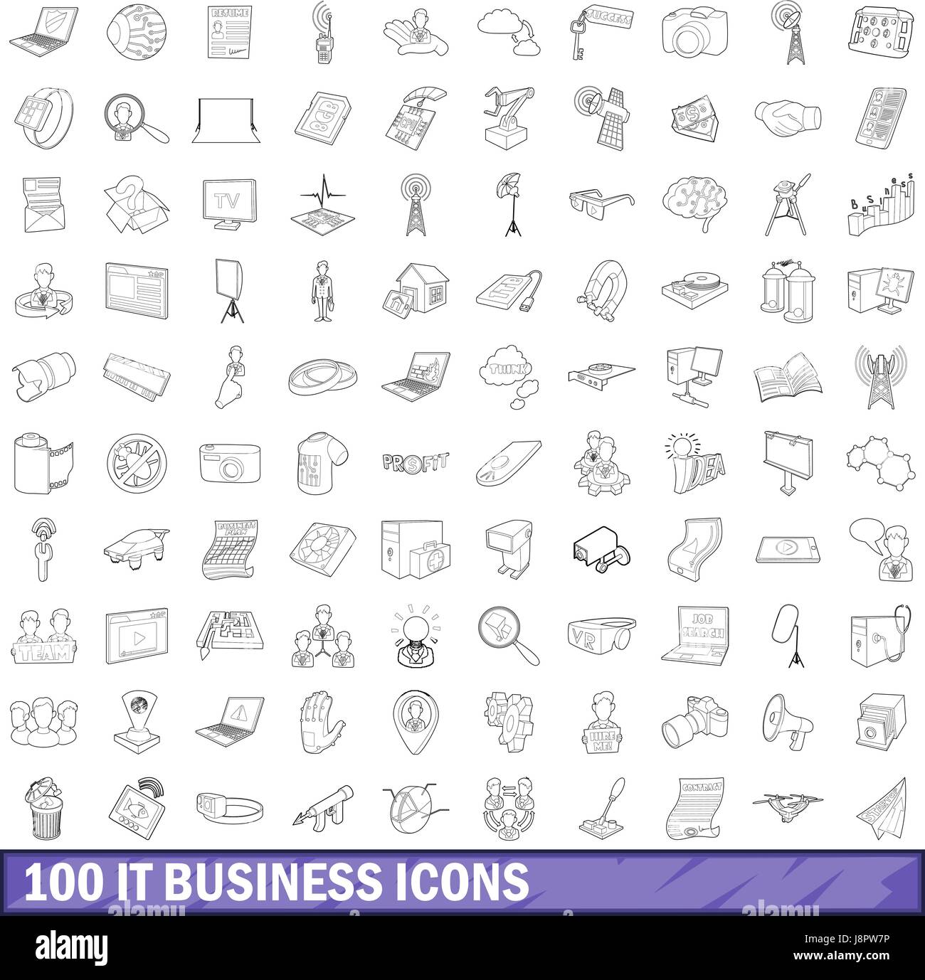 100 it business icons set, outline style Stock Vector Image & Art - Alamy