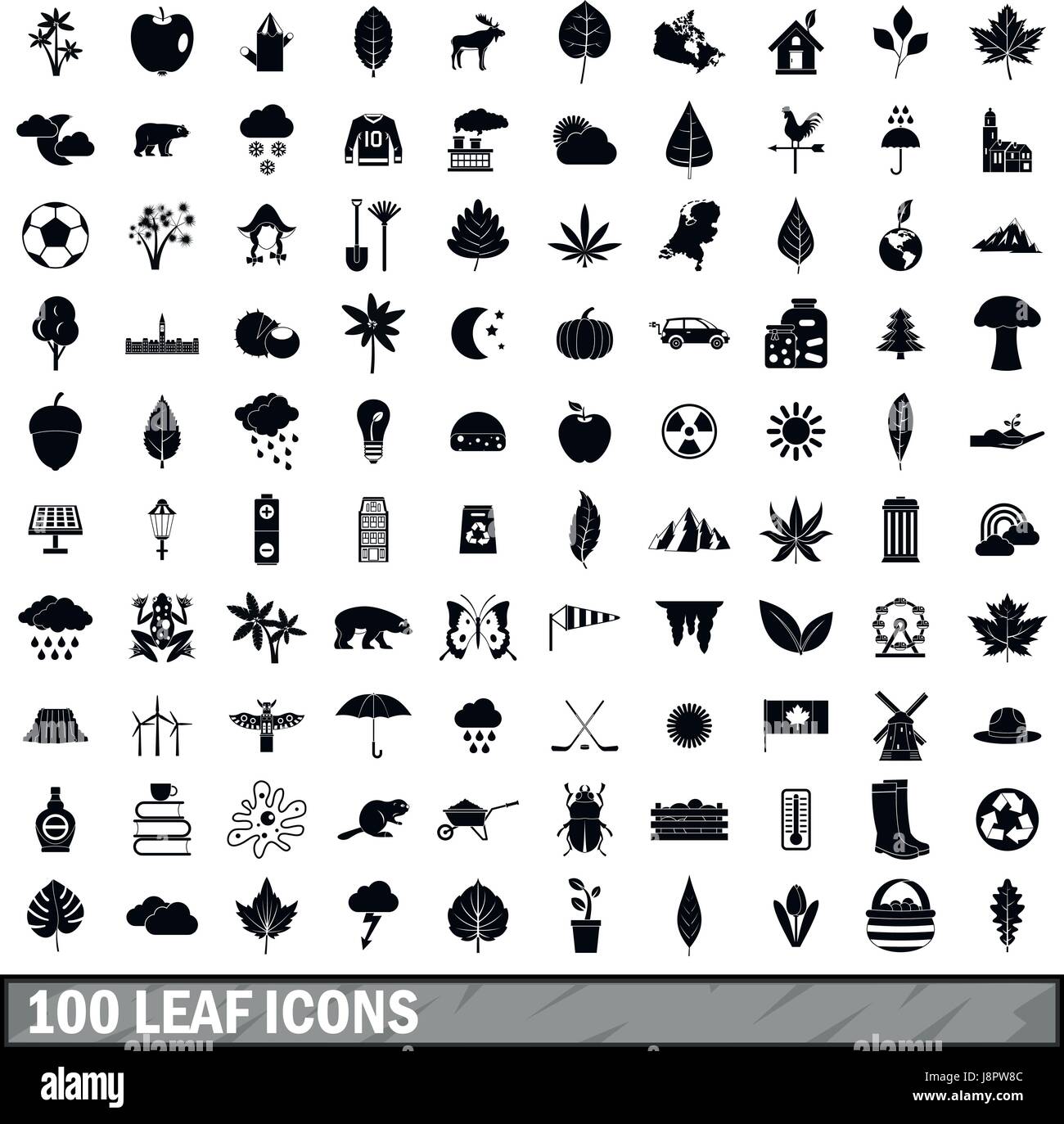 100 leaf icons set, simple style Stock Vector Image & Art - Alamy