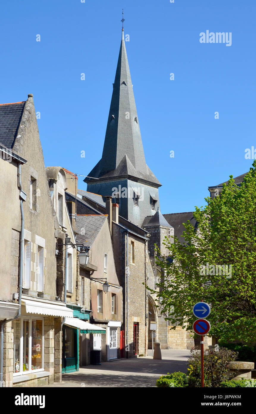 religion, church, city, town, france, spire, road, street, blue, house ...