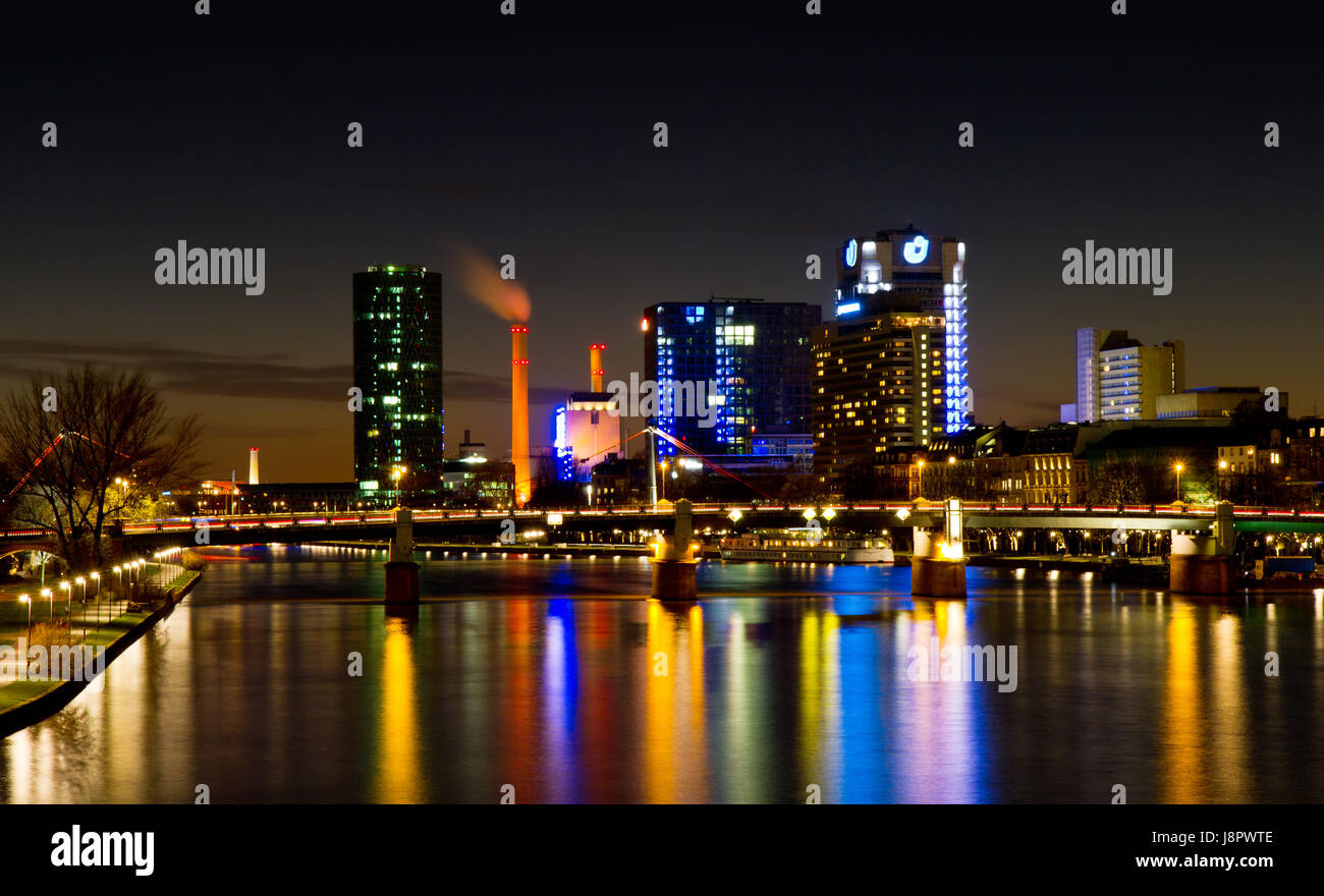 night, nighttime, germany, german federal republic, illuminated ...