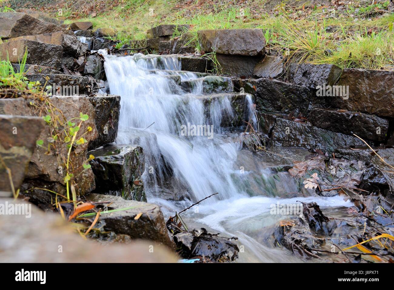 flow, waters, horizontal, waterfall, spring, bouncing, bounces, hop ...