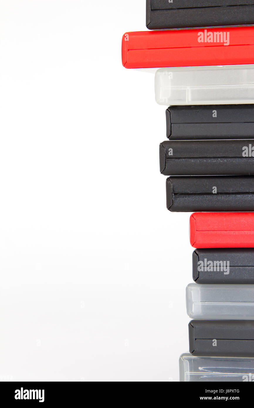 pile of different dvd cases against a white background Stock Photo - Alamy
