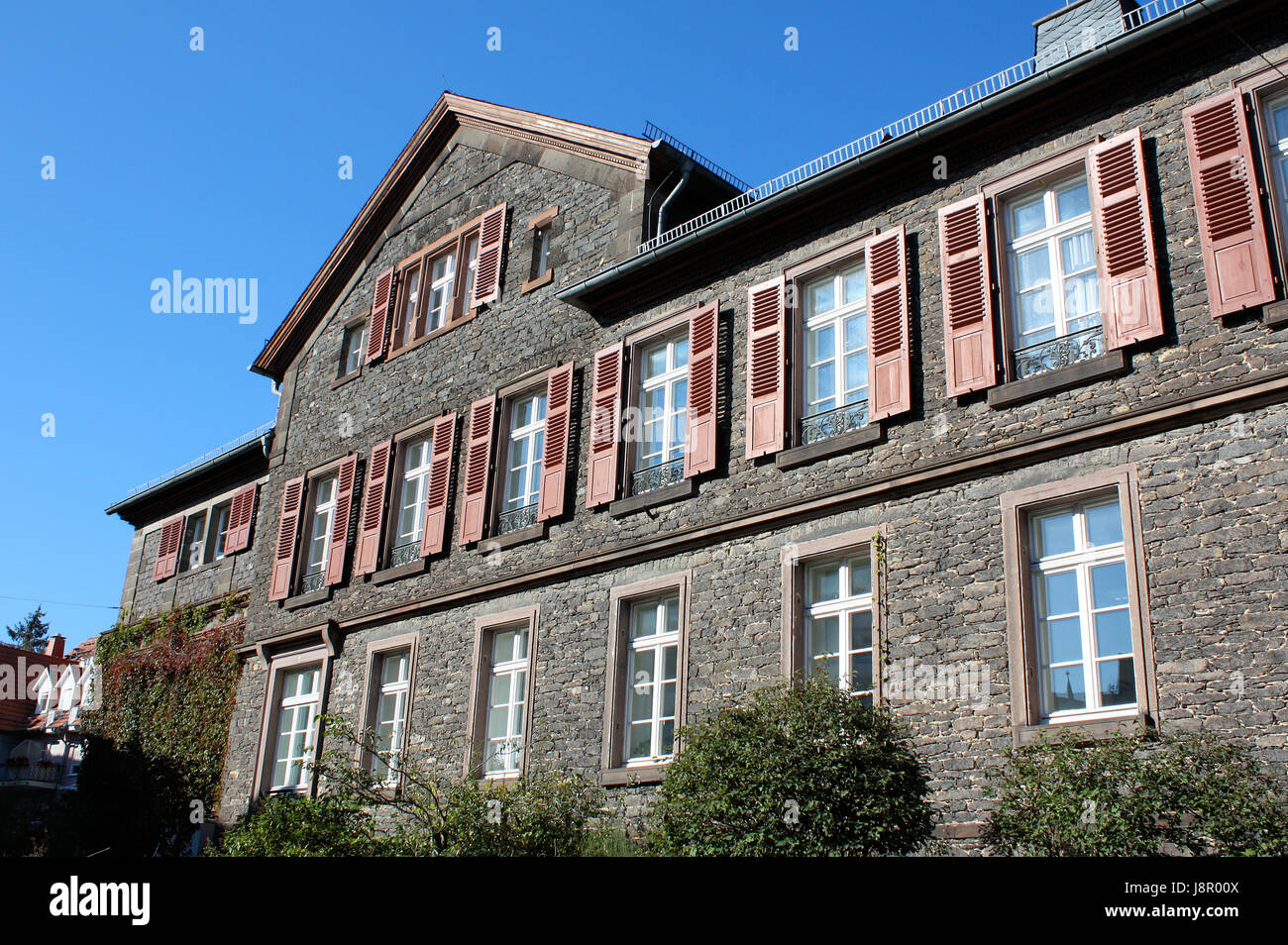 historical, hesse, facade, cobblestone, granite, blue, house, building ...