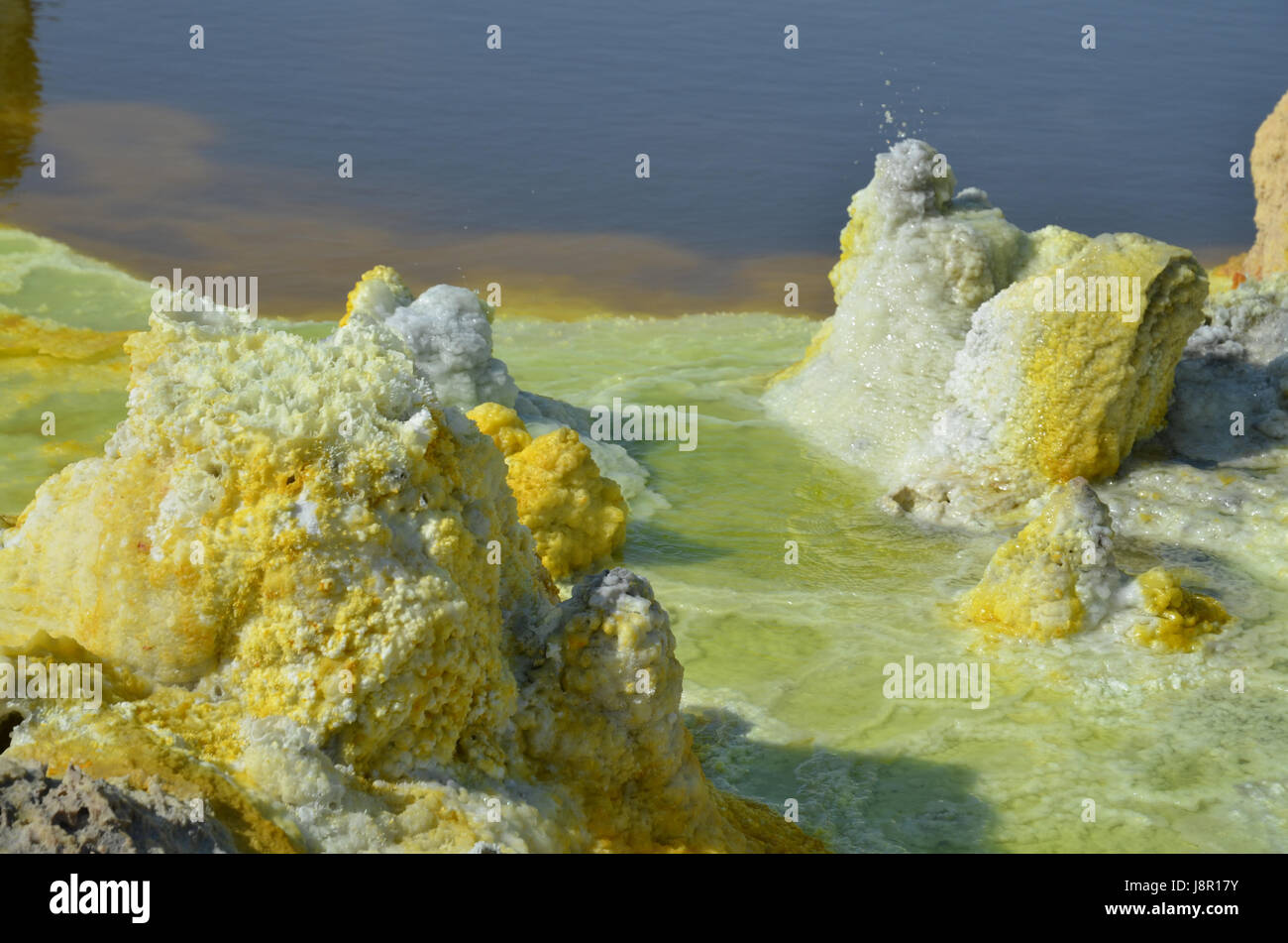 blue, green, minerals, sulphur, brimstone, ferric oxide, microorganisms ...