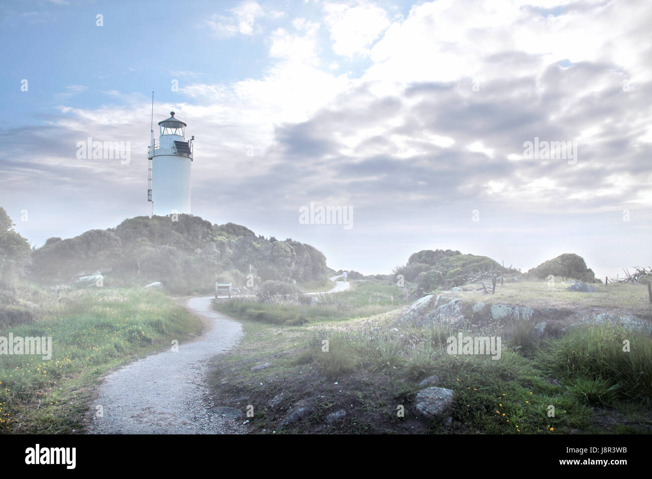 cape foulwind lighthouse in fog Stock Photo - Alamy