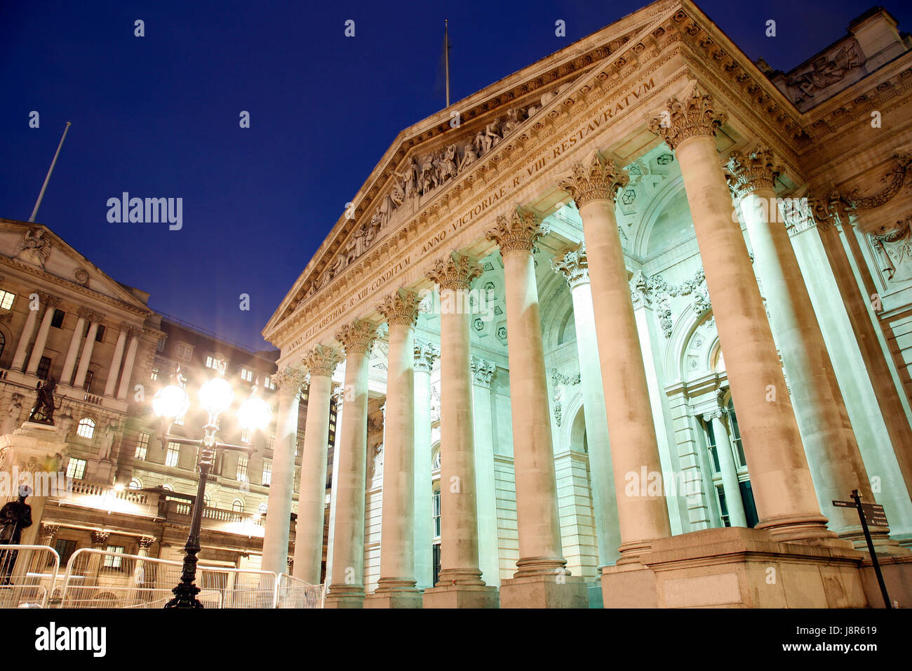 bank, lending institution, night, nighttime, europe, stock exchange ...