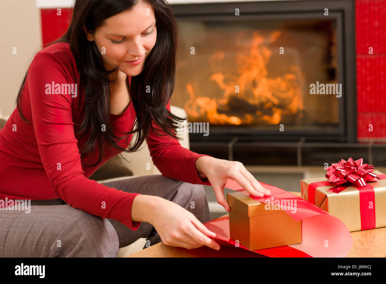 woman, lifestyle, relaxation, fireplace, stove, luxury, expenditure ...