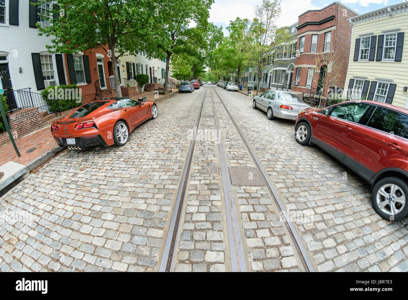 Tramlines in road hi-res stock photography and images - Alamy