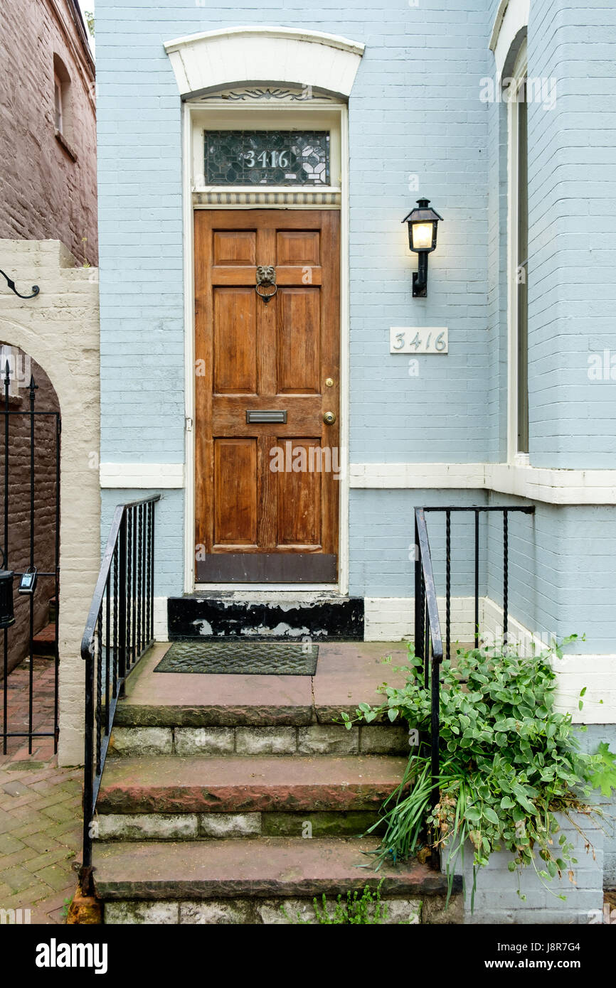 Colorful houses on O Street NW in Georgetown, Washington DC, USA Stock ...