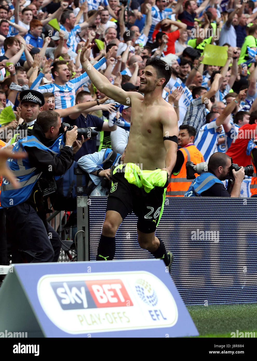 Huddersfield Town's Christopher Schindler celebrates winning the ...
