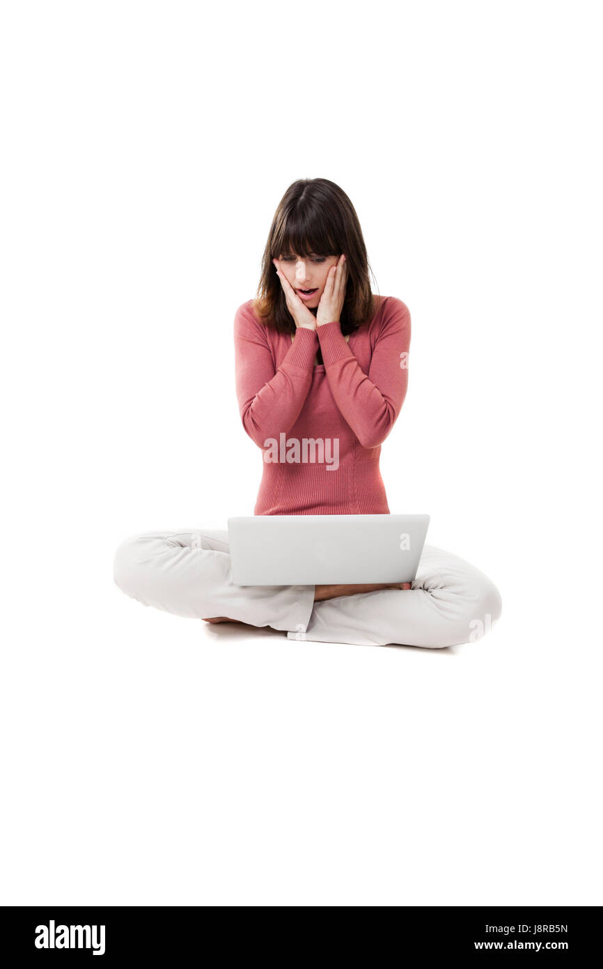 woman, study, laptop, notebook, computers, computer, laugh, laughs ...