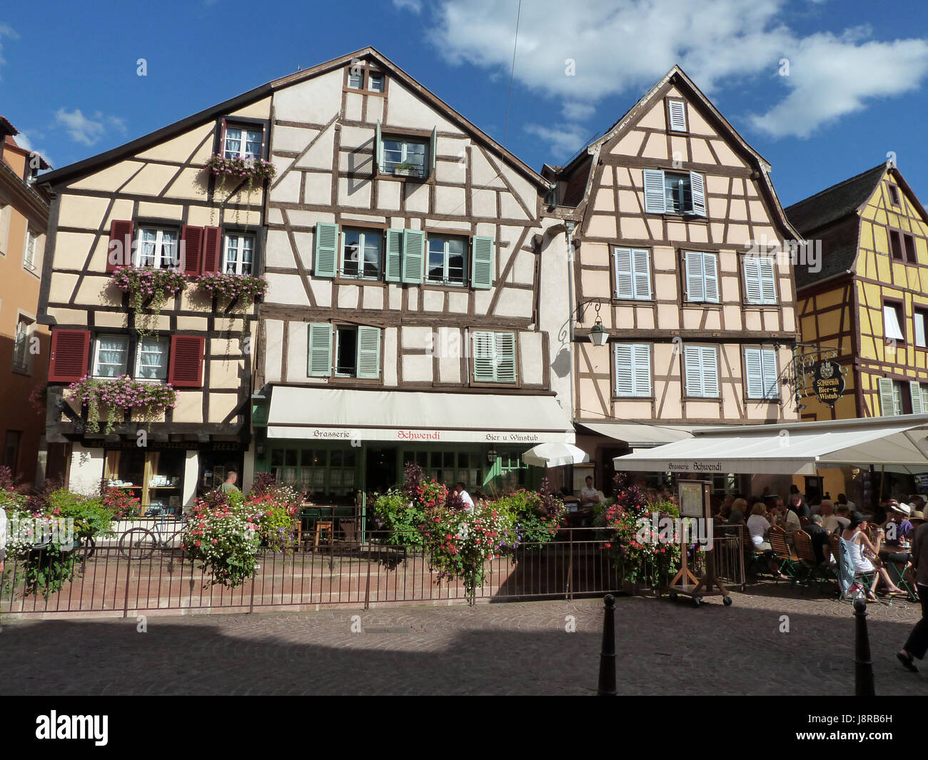 city, town, old town, france, alsace, style of construction ...