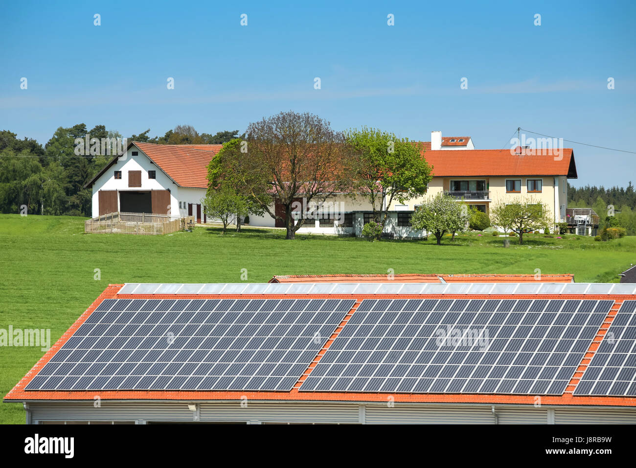 NANDLSTADT, GERMANY - MAY 6, 2017 : Solar panels installed on a roof of ...