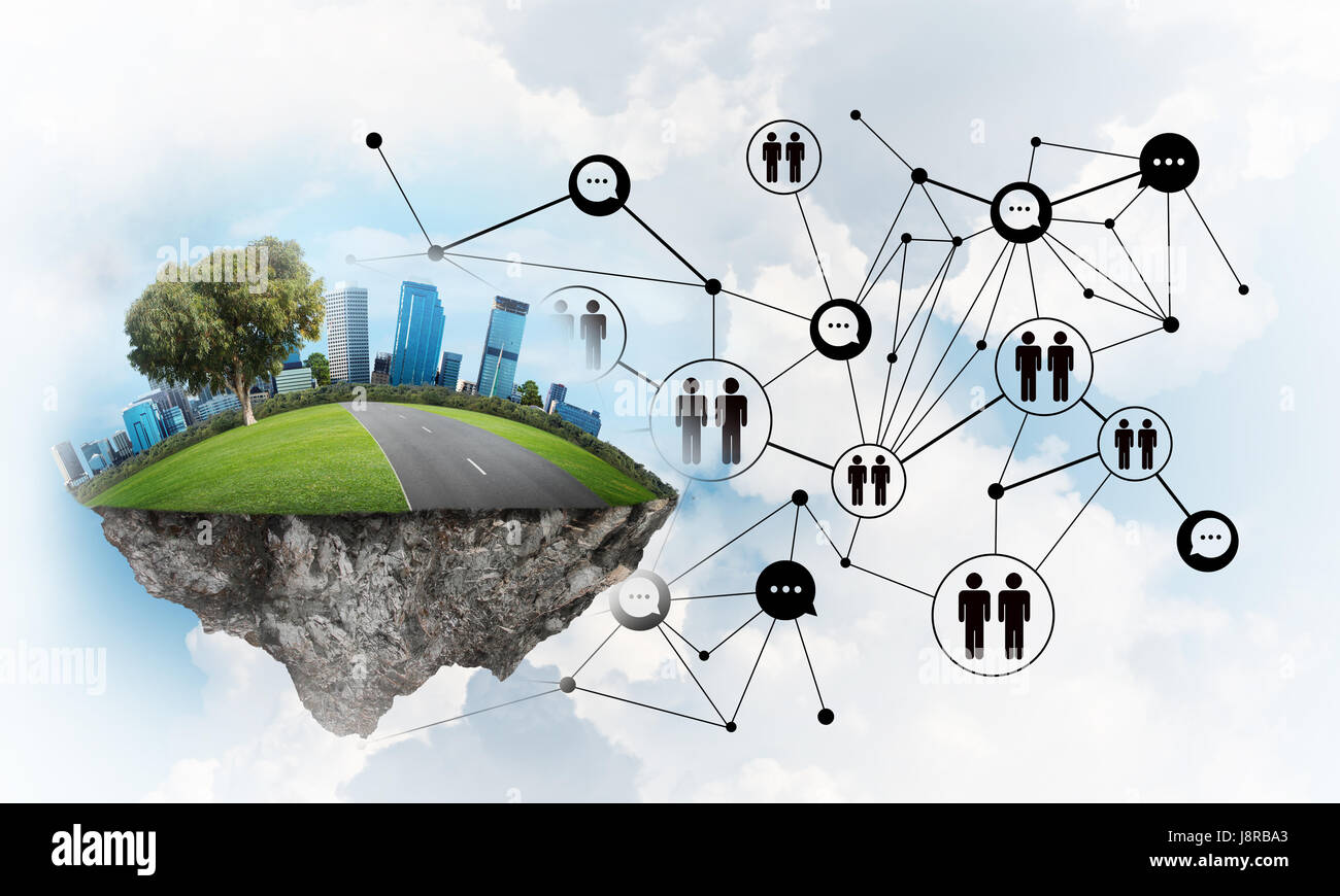 Concept of modern networking technologies and eco green construction ...