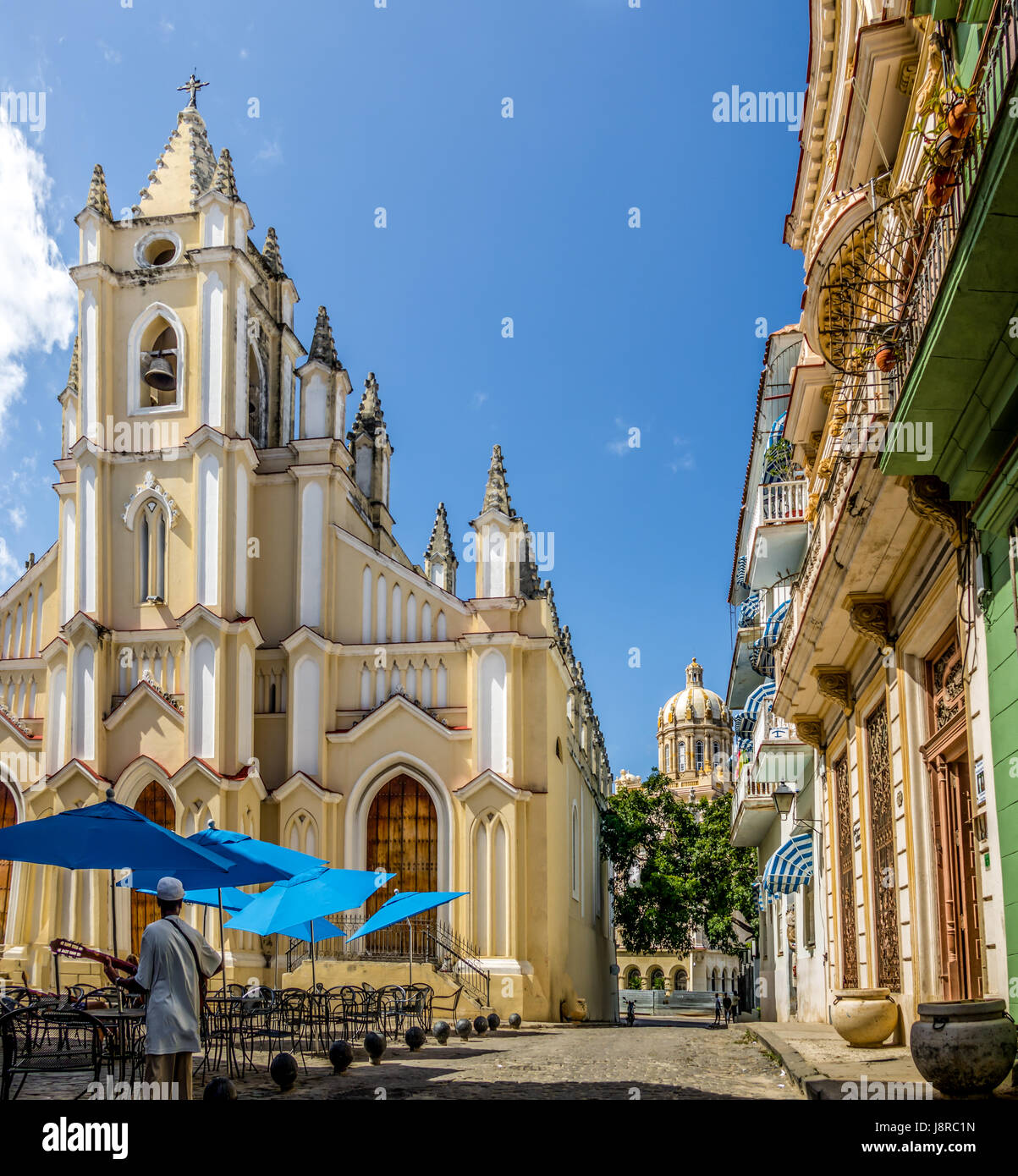 Santo Angel Custodio Church with Revolution museum Dome on background ...