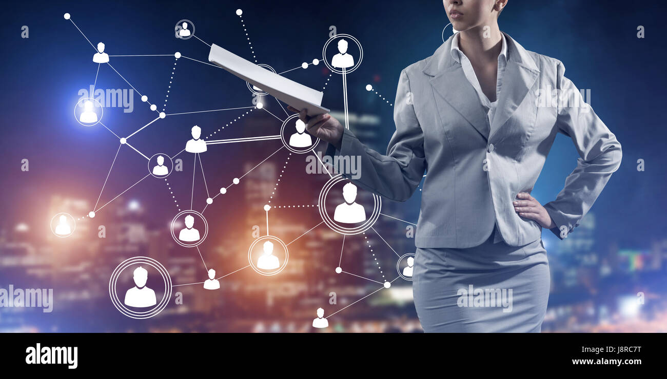 Concept of modern business networking that connect and cooperate people ...