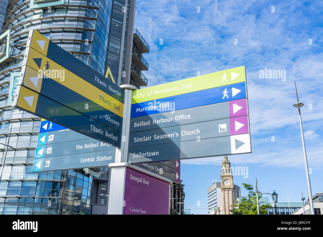 Belfast sign indicating places of interest Stock Photo - Alamy