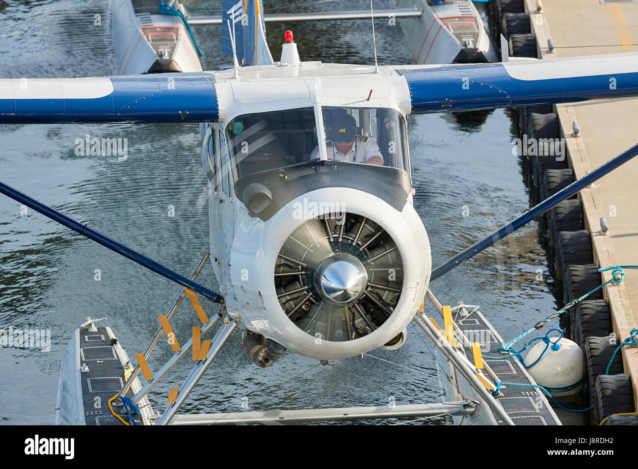Pilot Runs The Engine On A Harbour Air Seaplanes Vintage de Havilland ...