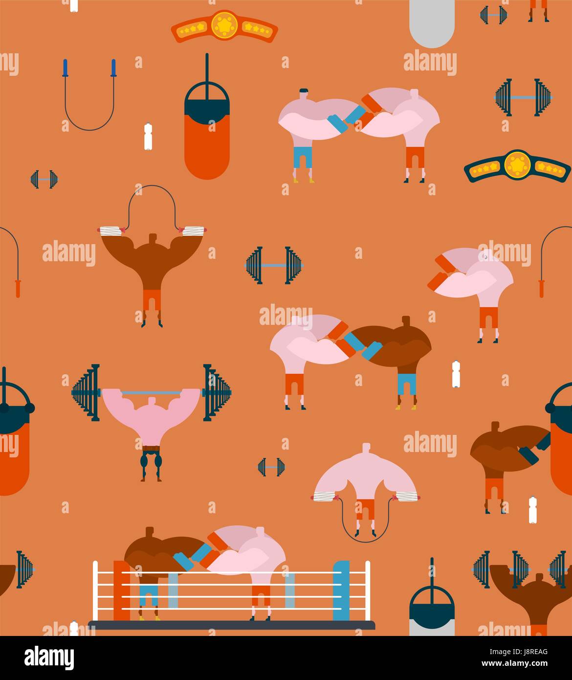 Boxing gym pattern. Hall boxing background and ornament. Boxer training ...