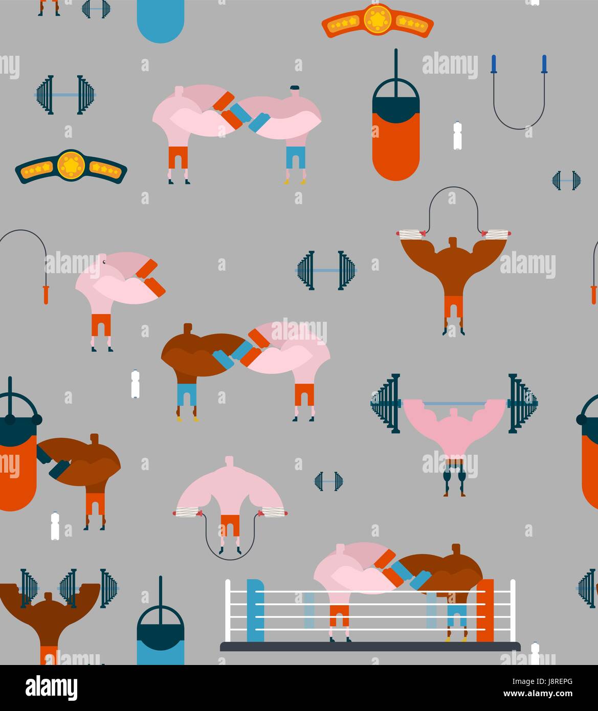 Boxing gym pattern. Hall boxing background and ornament. Boxer training ...