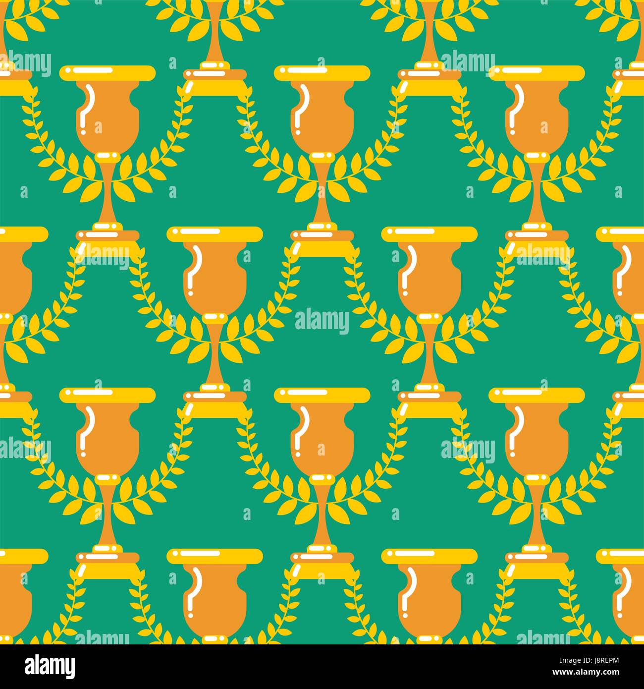 Winner cup gold seamless pattern. Prize of championship ornament ...