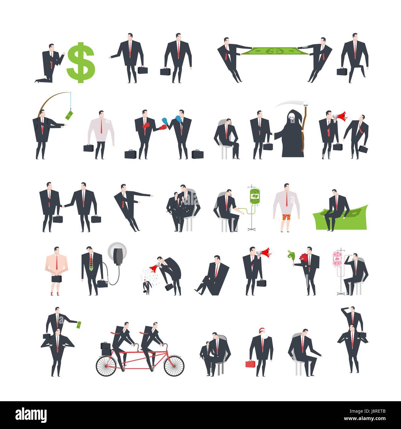 Office life set Corporate. Managers in workplace. Business situation ...