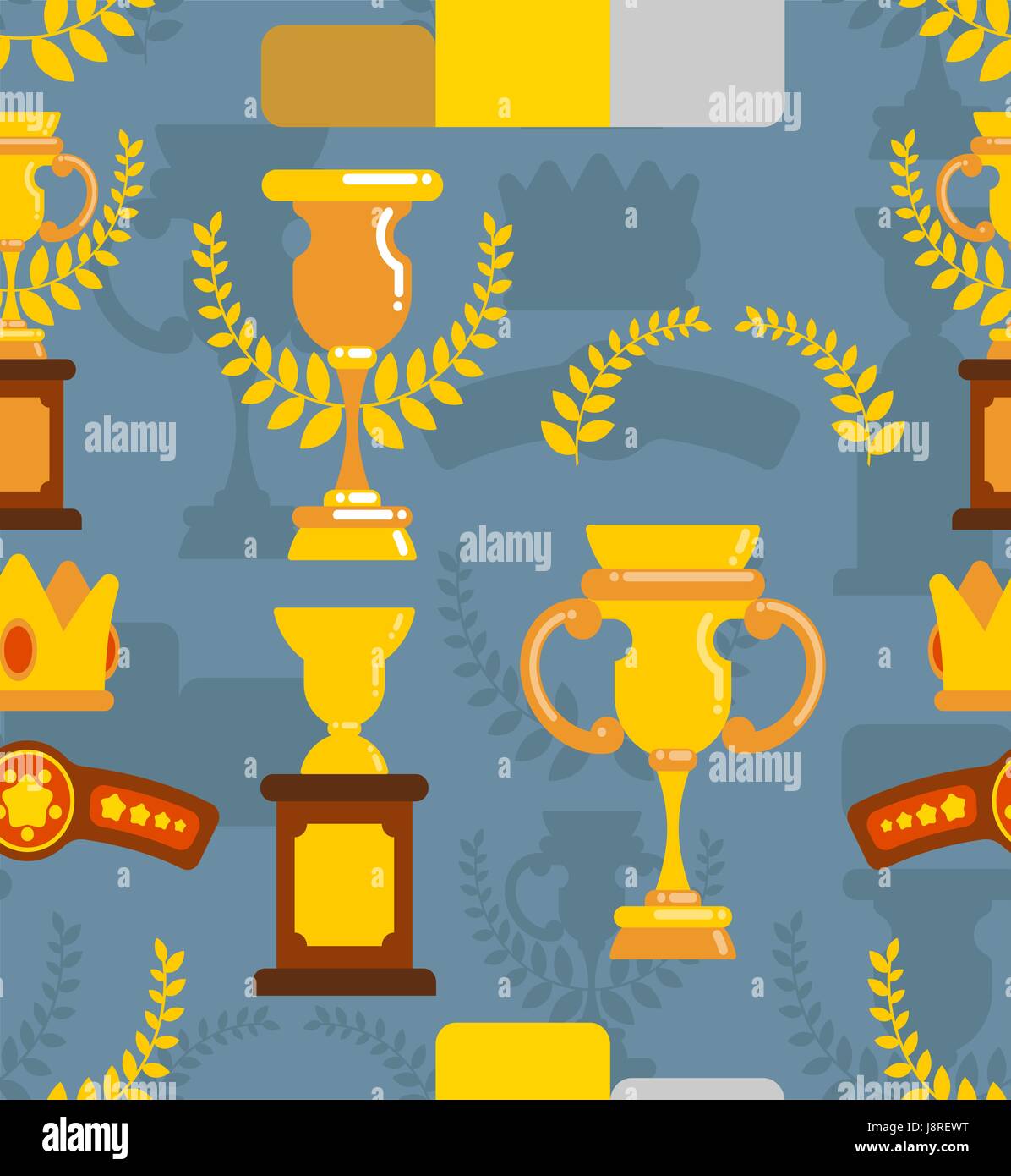 Winner awards are seamless pattern. Cups and olive branch ornament ...
