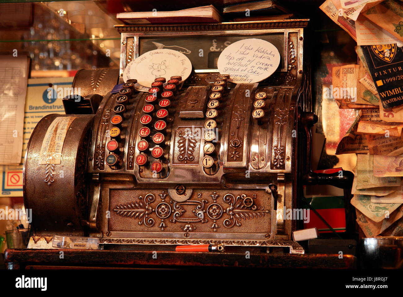 old cash register with many buttons and Ancient calculater Stock Photo ...