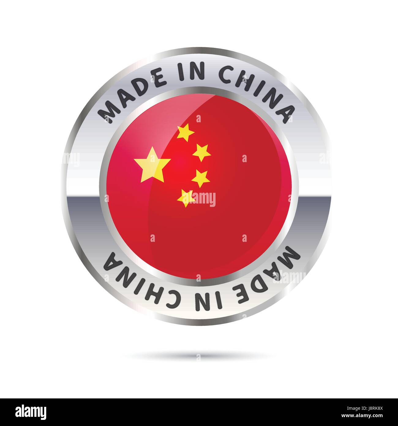 Metal badge icon, made in China with flag Stock Vector Image & Art - Alamy