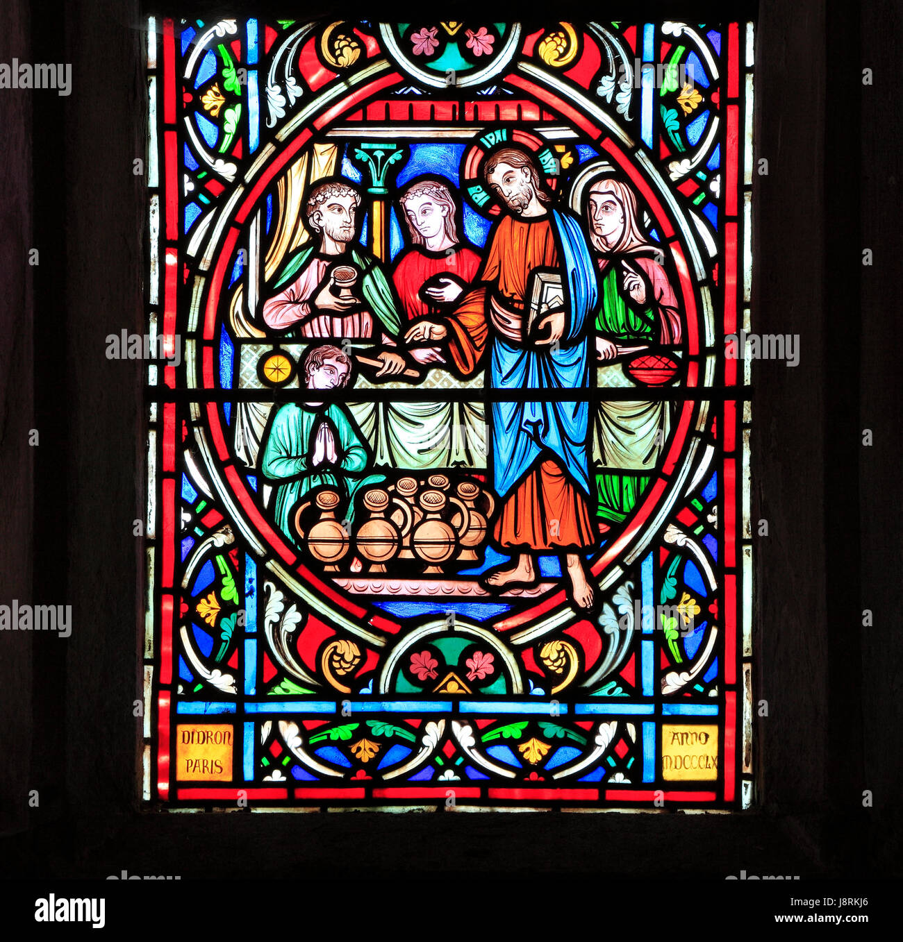 Scene from Life of Jesus, by Adolph Didron, Paris, 1860, stained glass ...