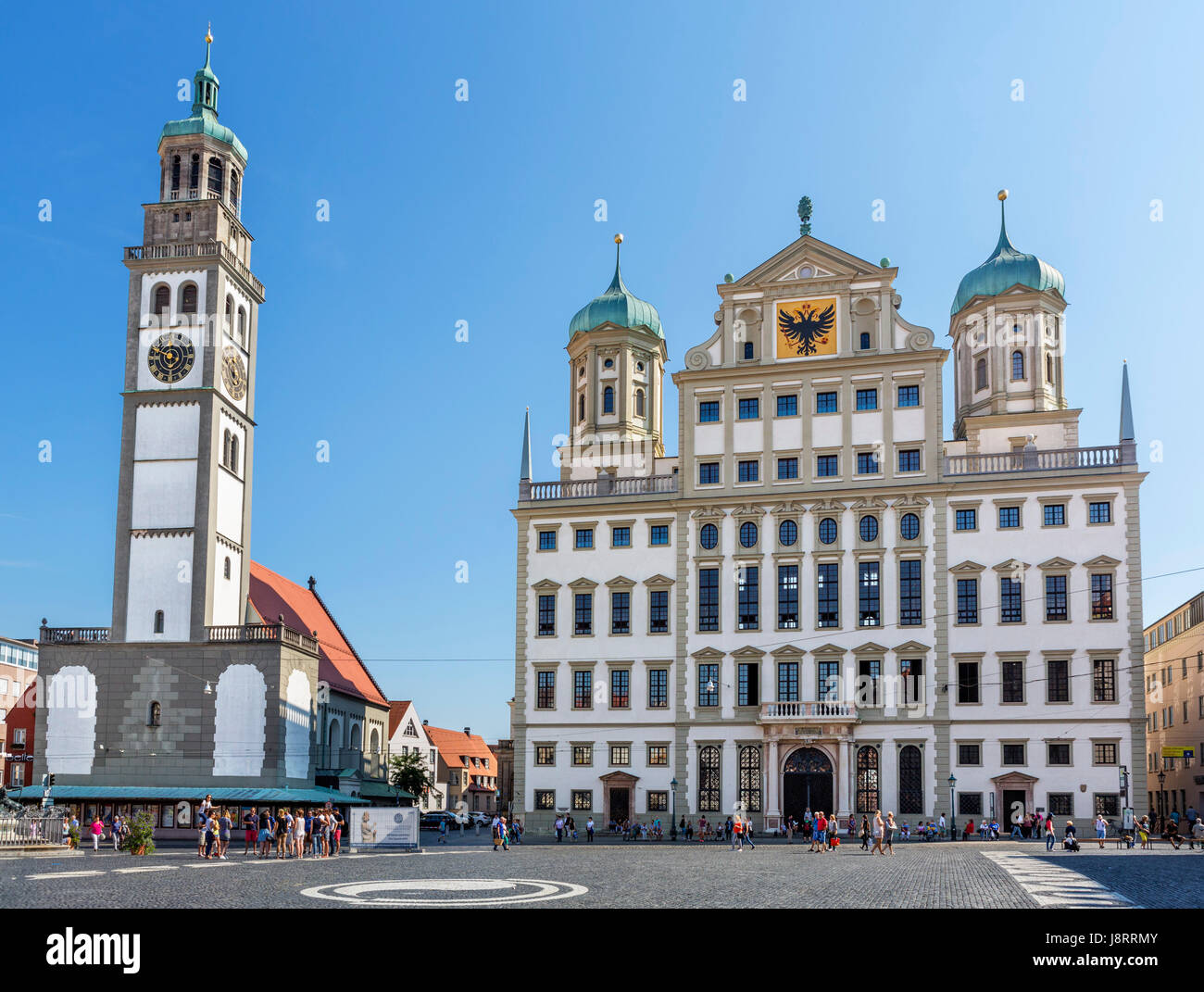 The Town Hall (Rathaus) and Perlach Tower (Perlachturm), Rathausplatz ...