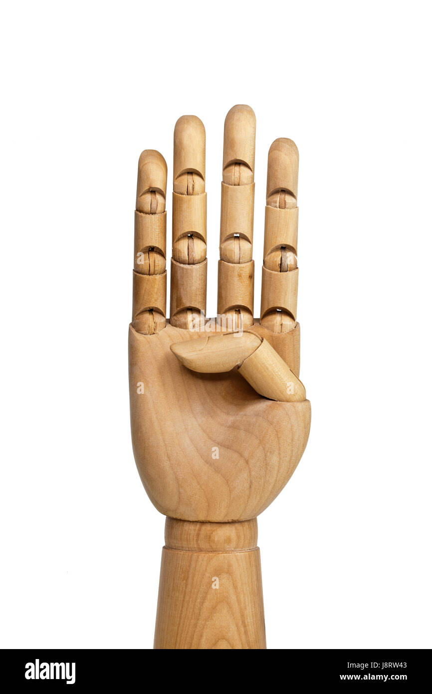 hand wooden model isolated on white background Stock Photo - Alamy