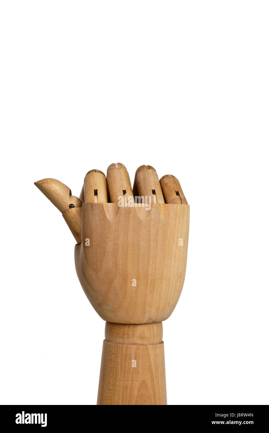 hand wooden model isolated on white background Stock Photo - Alamy