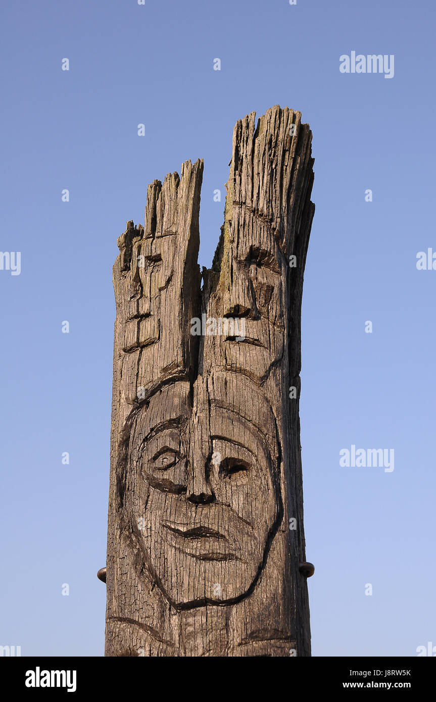 pole, indian, totem, carving, indians, sign, signal, wood, face, pole ...