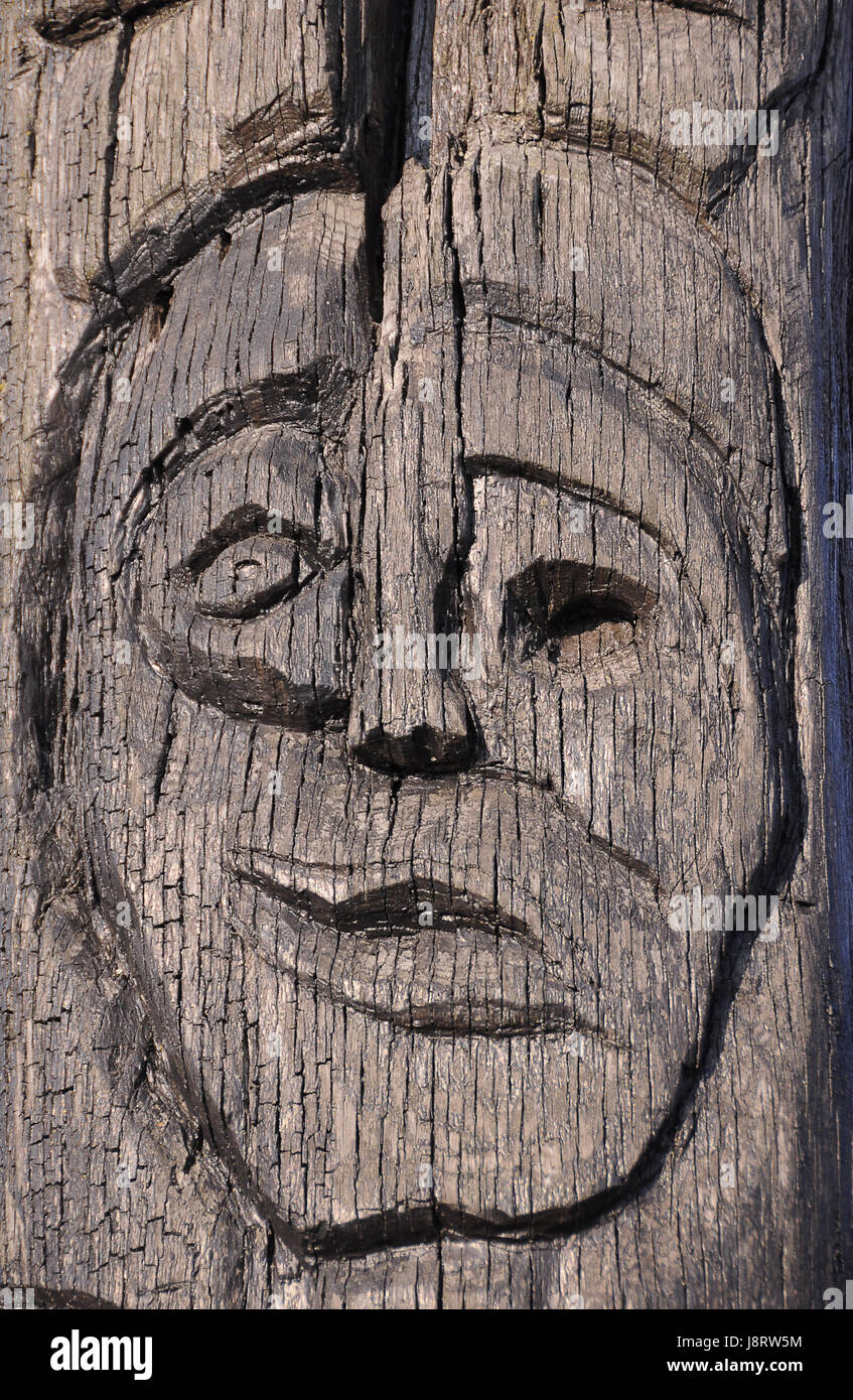 pole, indian, totem, carving, indians, sign, signal, wood, face, pole ...