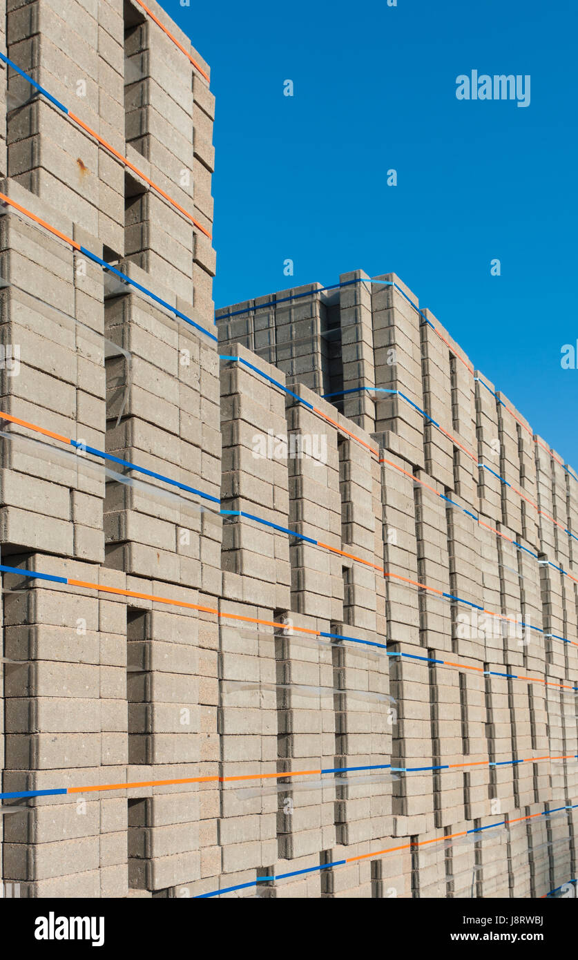 industrial, storage, heap, pile, bricks, construction, blue ...