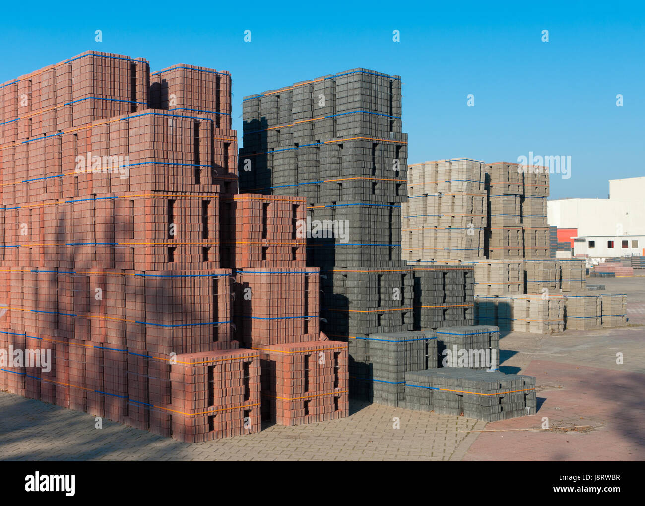 industrial, storage, heap, pile, bricks, construction, blue ...