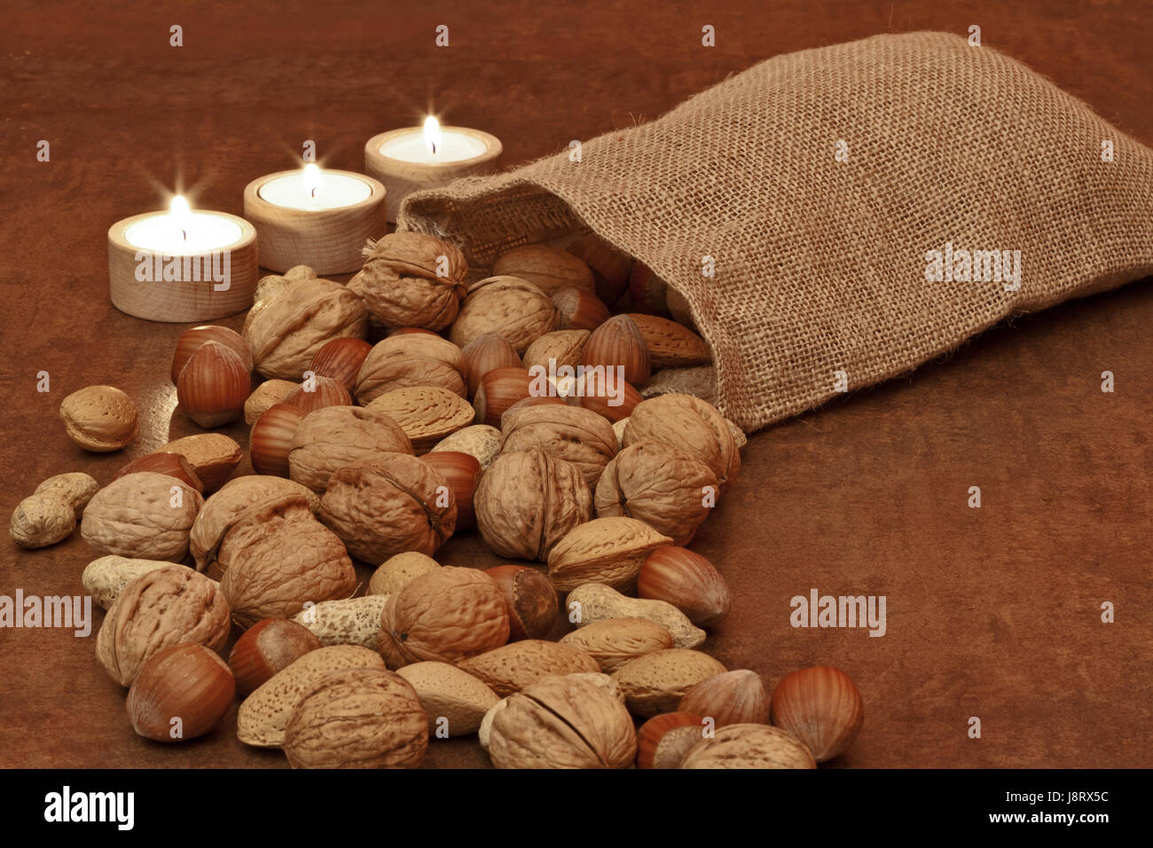 sack, isolated, shell, nuts, festive, christmas, canvas, walnuts, full ...